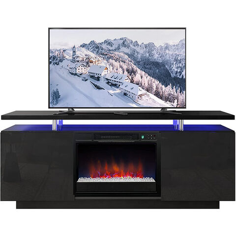 Rgb Light High-gloss Storage Wall Mounted Wood Led Electric Fireplaces ...