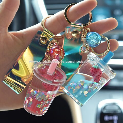 Buy Wholesale China Popular Liquid Keychain Fashion Bubble Tea Cup ...