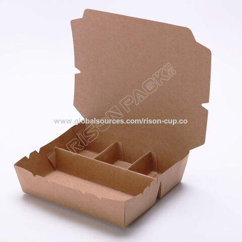 Buy Wholesale China Multi Compartments 4 Grids Kraft Paper Lunch Box ...