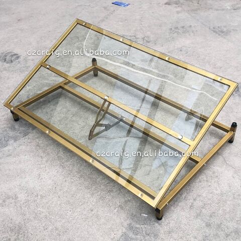 Buy Wholesale China New Design Golden Metal Frame Glass Drafting Table ...