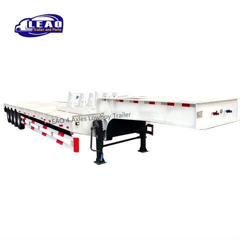 Hydraulic Ramp 4 Axle 50 Ft Excavator Lowboy Trailer Low Bed Loader 100 ...
