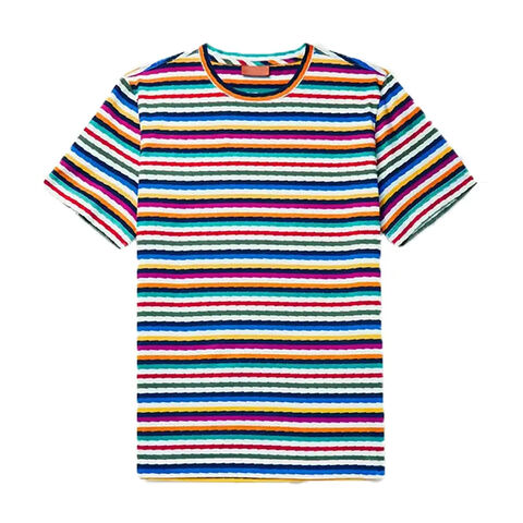 Buy Wholesale China Fashion Multicolor Striped T Shirt Men's Short ...