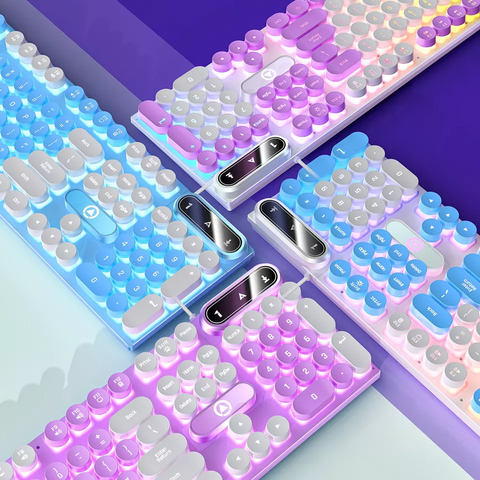 104 Keys Gaming Keyboard Wired Keyboard Color Matching Backlit Mechanical Feel Computer E-sports ...