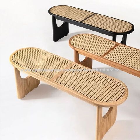 Solid Oak Wood Bench,hand Woven Bench Surface Design,solid Structure Of ...