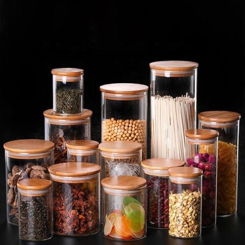 Stackable Glass Pantry Storage Containers Kitchen Glass Jars With ...