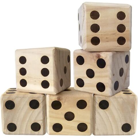 Giant Wooden Dice Yard Dice 6 Pack Set Outdoor Game Wooden Extra Large ...