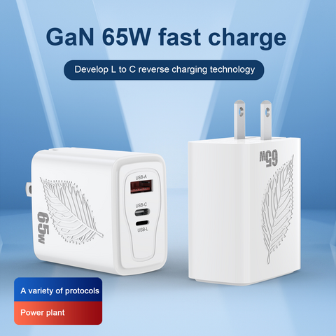 Vobasn 65w Super Fast Triple Ports Gan Charger Lightning To Usb C ...