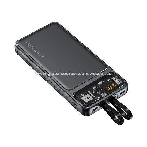 Buy Wholesale China Fast Charging Clear Power Bank With Cables & Power ...