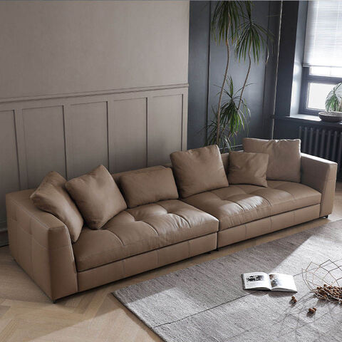 Italian High Quality Modern 4 Seater Leather Sofa Couches Villas Living ...