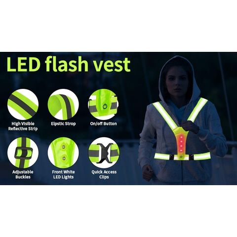 High Visibility Breathable Adjustable Flashing Led Light Reflective ...