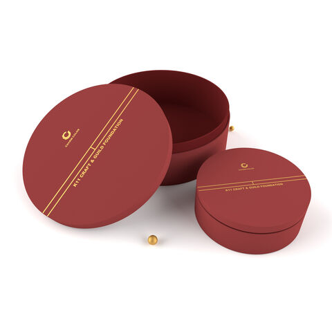 Round Gift Boxes With Lids Red Printed Cardboard Boxes Custom Size ...