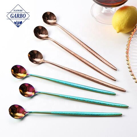 Event Restaurant Colorful Gold Plated Titanium Spoon Set Stainless ...