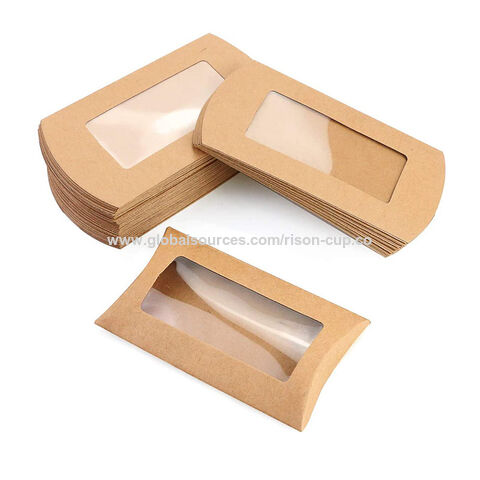 Buy Wholesale China Pillow Box With Window Custom 100pcs Kraft Paper ...