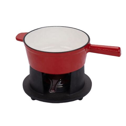 Enamel Hot Pot Cast Iron Fondue Pot Chocolate Cheese Fondue Set With ...