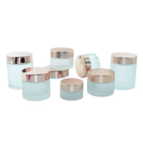 Round Cream Container Jars High Quality Frosted Glass With Rose Gold Lid Free Samples Cosmetic ...