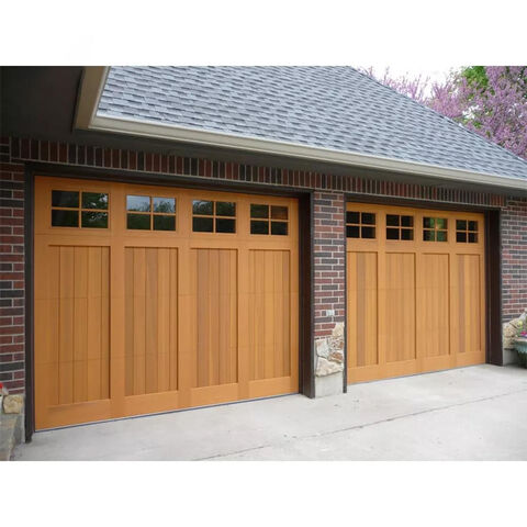 Natural Motorized Overhead Sectional Solid Wooden Garage Doors ...