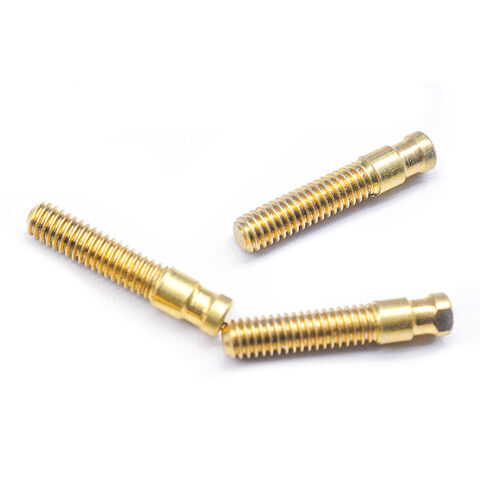 Custom Gold Plated Brass Screw Machining Insert Knurled Threaded Pin ...