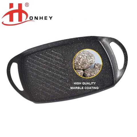 Rectangle Nonstick Marble Coating Die Cast Aluminum Griddle Bbq Grill ...