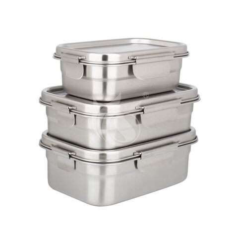 Four Breasted Stainless Steel Lunch Box Food Containers Metal Lunchbox ...
