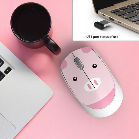 2.4g Wireless Mouse Cute Cartoon Usb Optical 1600 Dpi 3 Button Pink ...