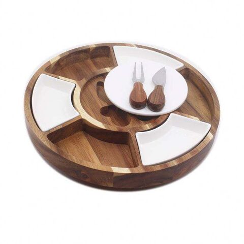 Buy Standard Quality China Wholesale Round Acacia Wood Cheese Serving ...