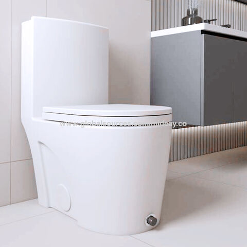 Glossy White Glazed Surface Kick To Flush One Piece Toilet With Dual ...