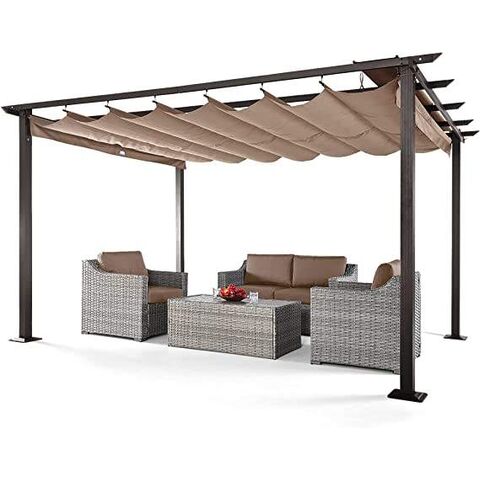Manufactory 10' X 12' Outdoor Retractable Pergola With Sun Shade ...