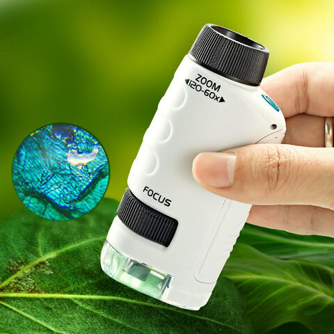 Factory 60-120x Mini Pocket Handheld Microscope With Led Light Outdoor ...
