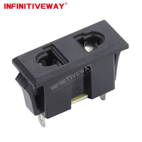 Eu Us 2 Pin Panel Mount Power Socket Receptacle Ac 250v 10a Black $0.6 ...