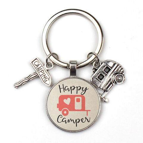 Retro Camper Keychain Happy Rv Couples Key Chain Camping Gifts For Men ...