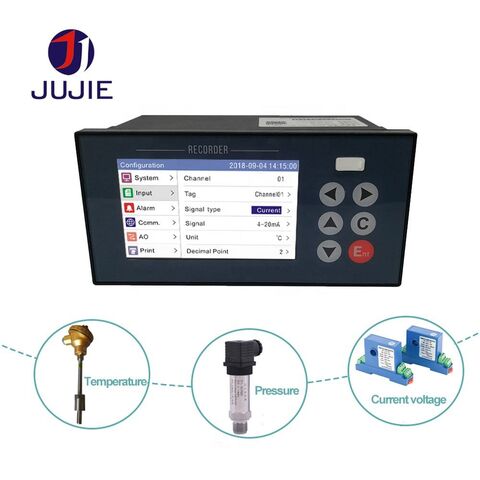 Gt68r Jujie Paperless Recorder 2 4 6 Canais Temperature Rtd Pressure Current Voltage Data Logger ...