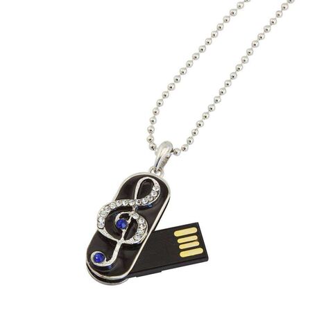 Usb 2.0 Flash Drive Diamond Necklace Pendant Music Note Shape ...