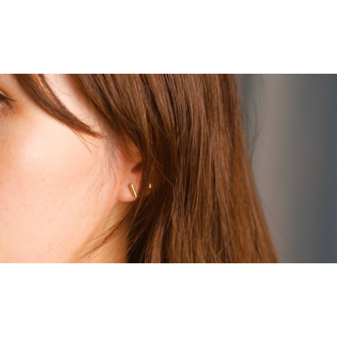 14k Gold Plated Flat Back Stud Earrings Zircon Eye Lightning Moon Dot ...