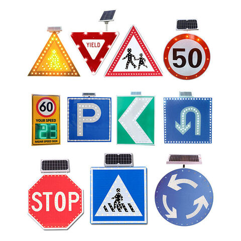 Customized Aluminum Solar Powered Led Traffic Warning Sign Crosswalk ...
