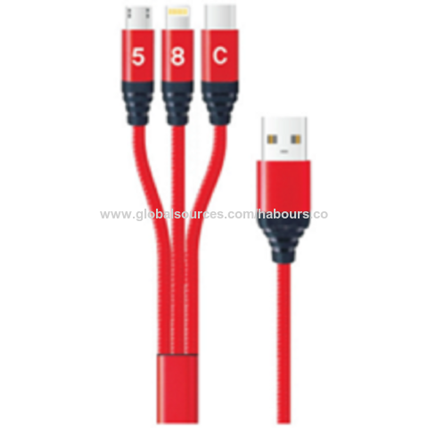 Buy Wholesale China Flat Usb C Cable,pvc Jacket With Nylon Braid,3 In 1 ...