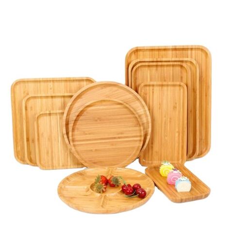 Buy Wholesale China Wooden Plate Tray Bamboo Plates For Restaurant Food ...