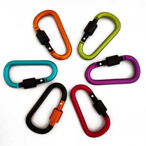 80mm D Shaped Climbing Clips With Swivel Snap Hook For Outdoor ...
