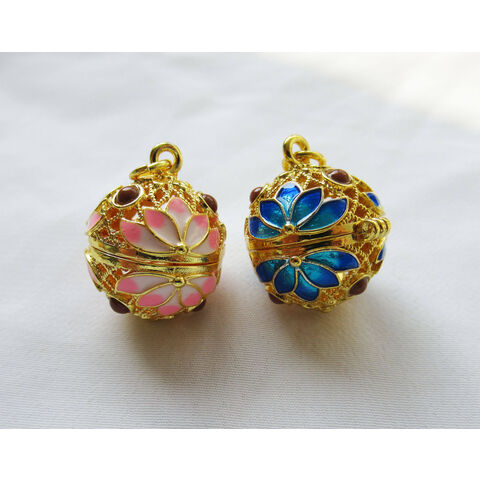 Lotus Cage Locket For Aroma Perfume 19mm Flower Ball Locket Gold Color ...