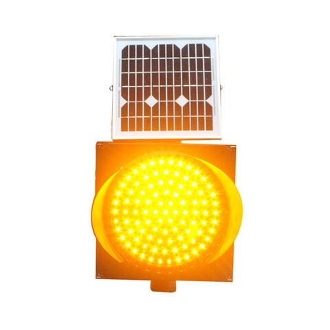 Solar Powered Road Yellow Safety Sign Signal Traffic Light Sign ...