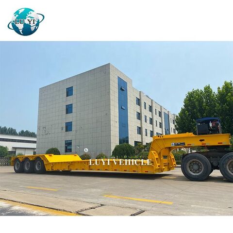 100t Lowbed Trailer Construction Machine 40ft Low Bed Trailer ...