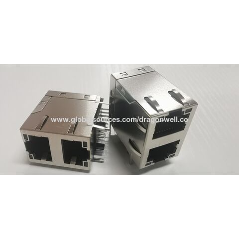 Oem Factory High Back Rj45 Jack 100base Right Angle Dip Dual Row W/led ...