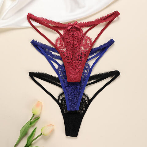 Crisscross Strap G String See Through Tangas Embroidered Floral Lace ...