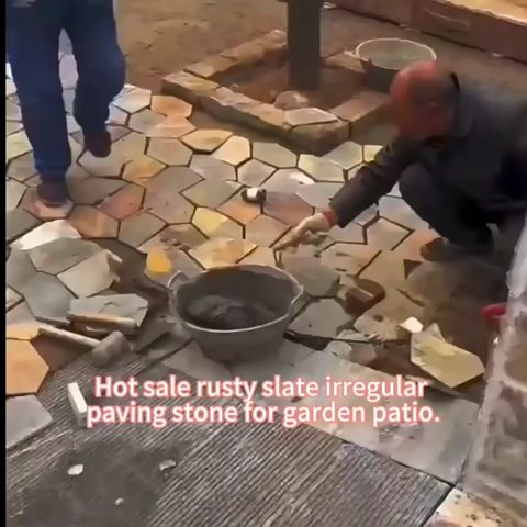 Irregular Outdoor Floor Interlocking Natural Rusty Slate Effect Stone ...
