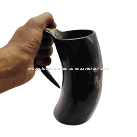 Real Natural Buffalo Horns The Viking Drinking Horn Mug With Handle ...