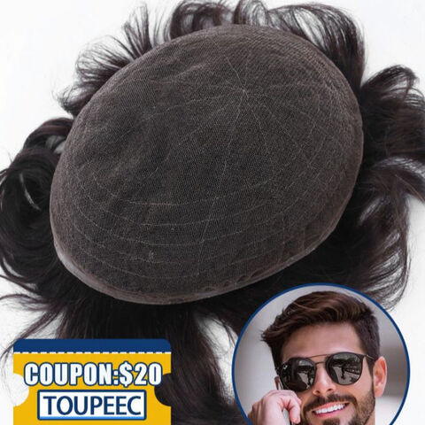 Bald Toupee Replacement Full Lace Human Hair Systems Natural Black Remy ...