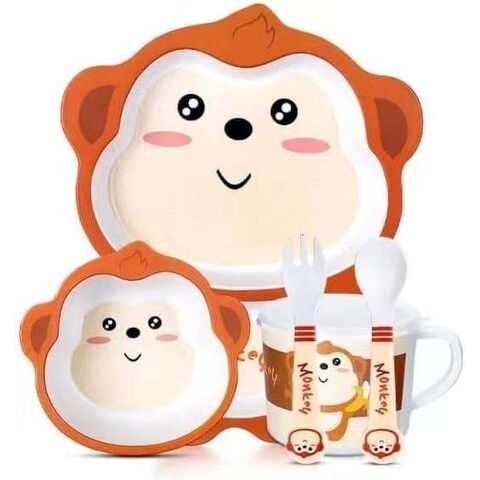 Buy Wholesale China 5pcs Eco Friendly Bamboo Monkey Design Children Dinnerware Set For Weaning ...