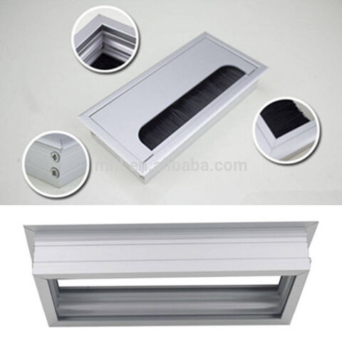 Aluminum Alloy Computer Desk Cable Grommet Box Square Cable Hole Table ...