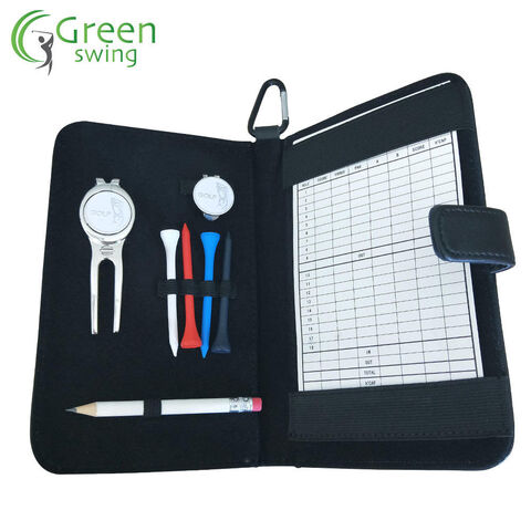 Custom Leather Golf Book Gift Set Golf Score Card Holder With Pencil ...