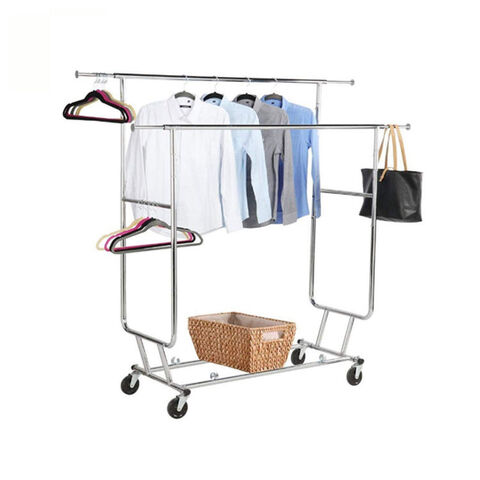 Buy Wholesale China Double Bar Garment Rack Heavy Duty Metal Clothes ...