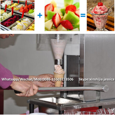 Full Automatic Swirl Real Frozen Yogurt Fresh Fruits Nuts Gelato Ice ...